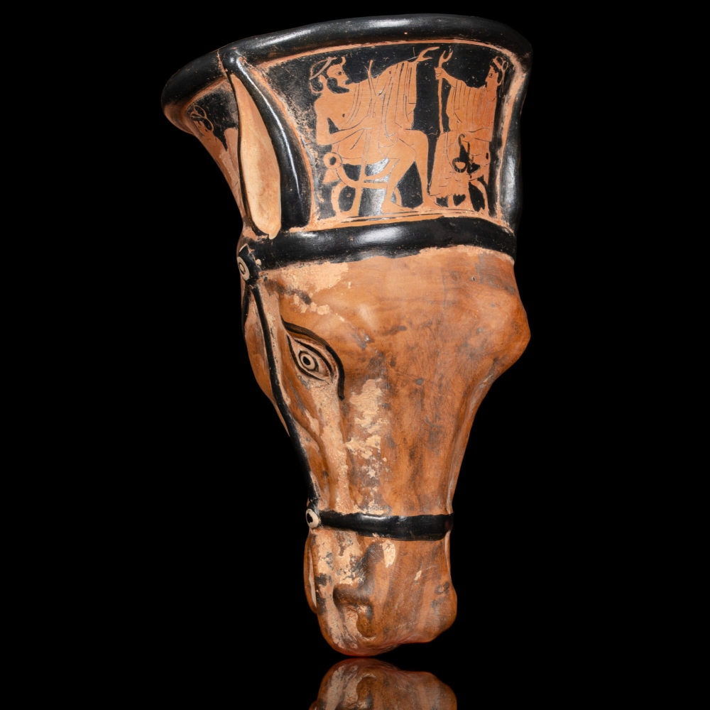 Horse-Head Rhyton with Dionysian Scenes – Replica - ARK-13