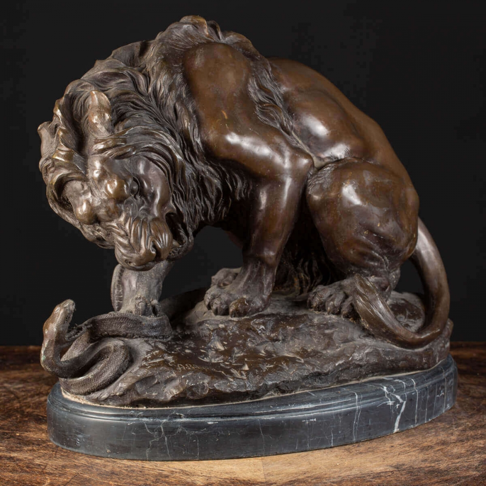 Scultura Bronzo Leone e Serpente - Antoine Louis Barye - SAB-13
