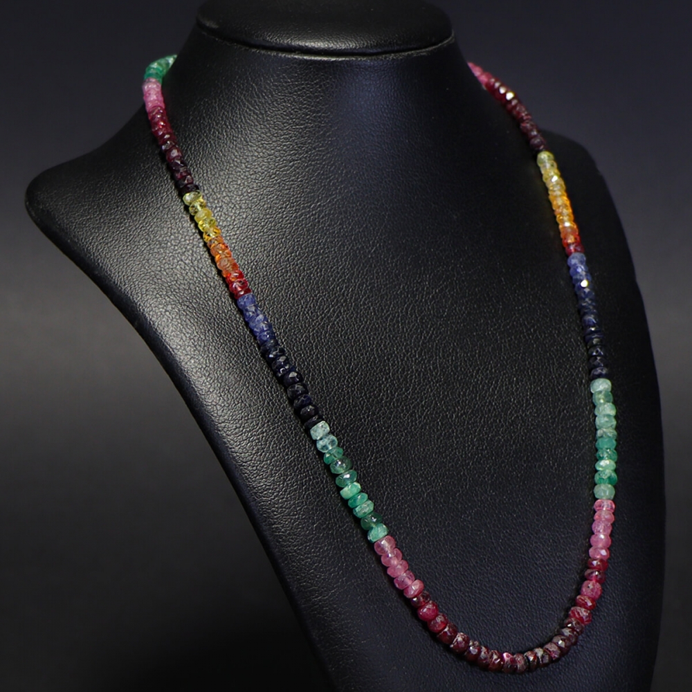 Necklace in Emeralds, Sapphires, Ruby, and Topaz. - JNT-02