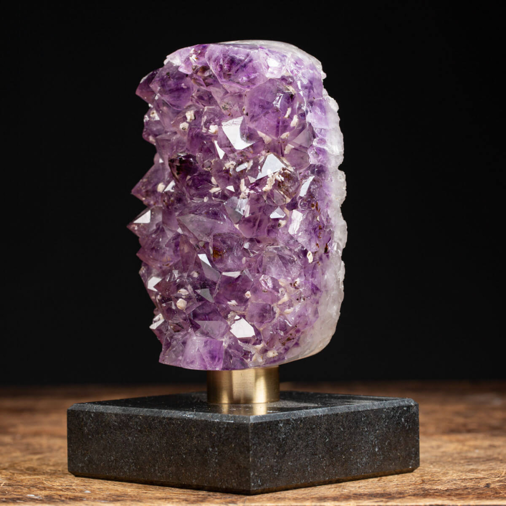 Intensely Purple Amethyst Crystal on Black Marble Base. - AMG-195