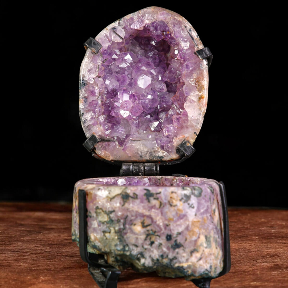 Amethyst Geode with Wrought Iron Mount – “Treasure Chest” - AMG-36