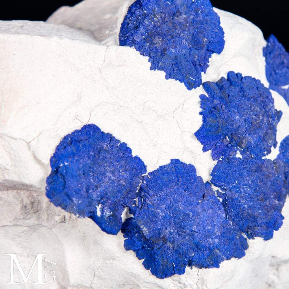 Azzurrite Sun Cristalli Radiali matrice di Caolinite