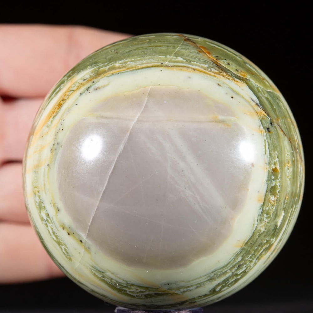 Collectible Sphere in Butter Jade Serpentine.