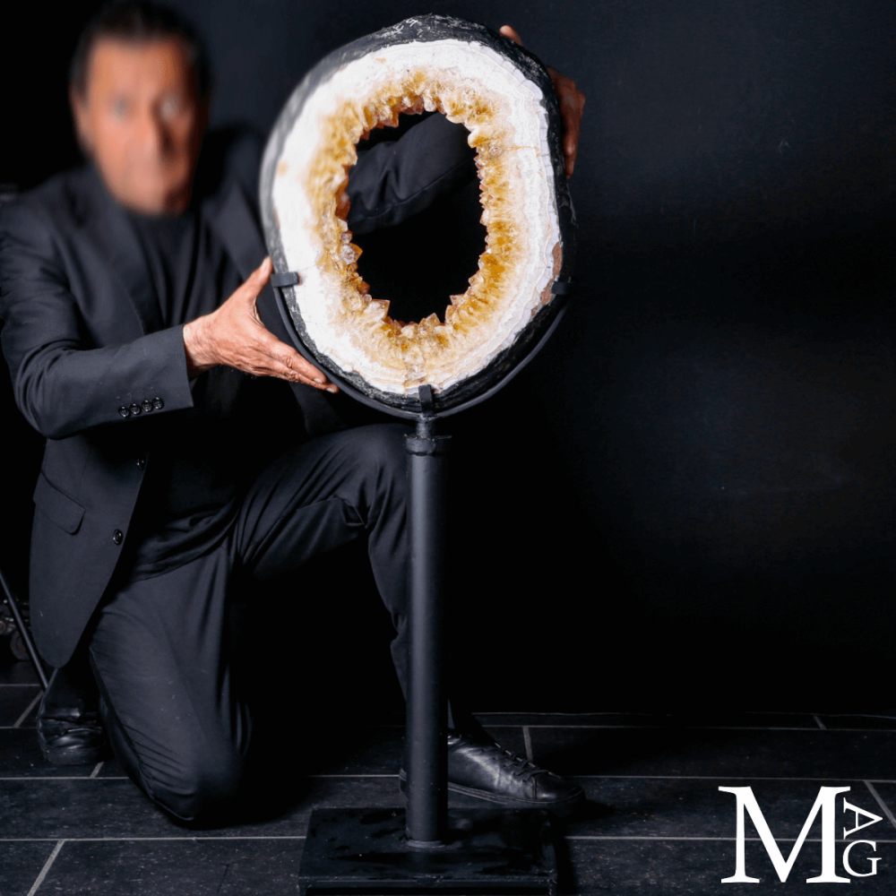 Citrine Quartz Geode on Iron Base