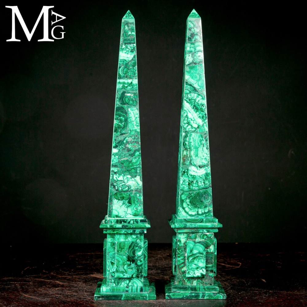 Coppia di Obelischi in Malachite - Mosaico