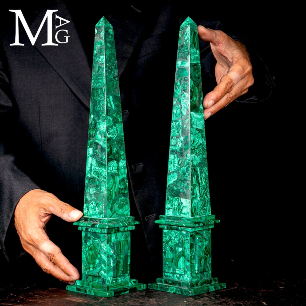 Coppia di Obelischi in Malachite - Mosaico