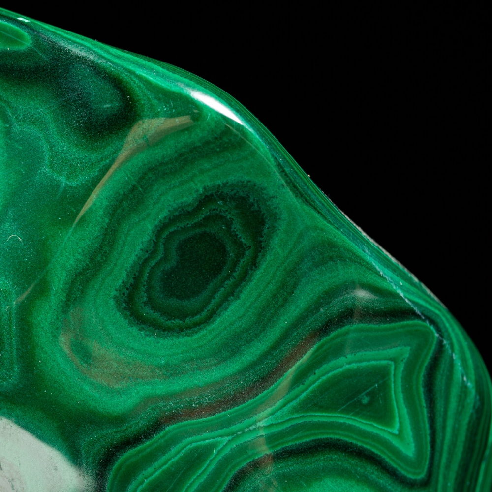 Malachite su piedistallo in Ottone e Legno - Congo