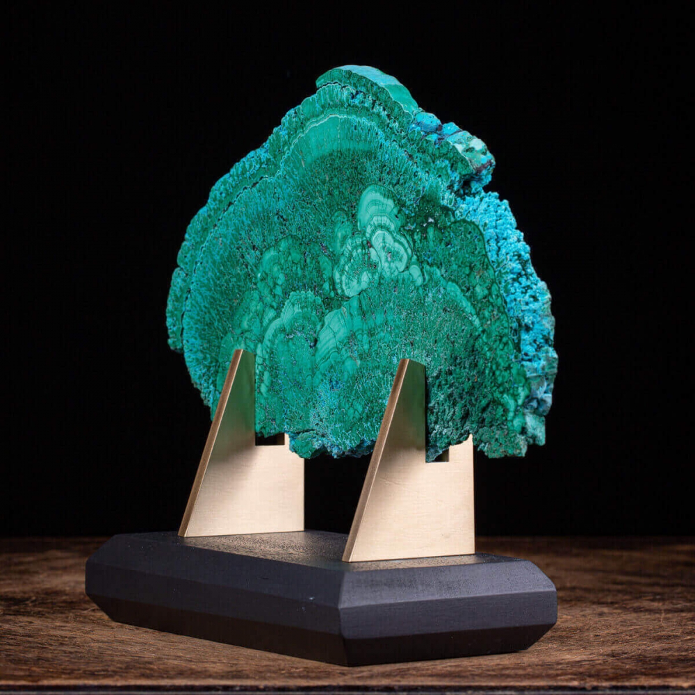 Crisocolla in Malachite Prima Scelta Montata su Base - MAC-198