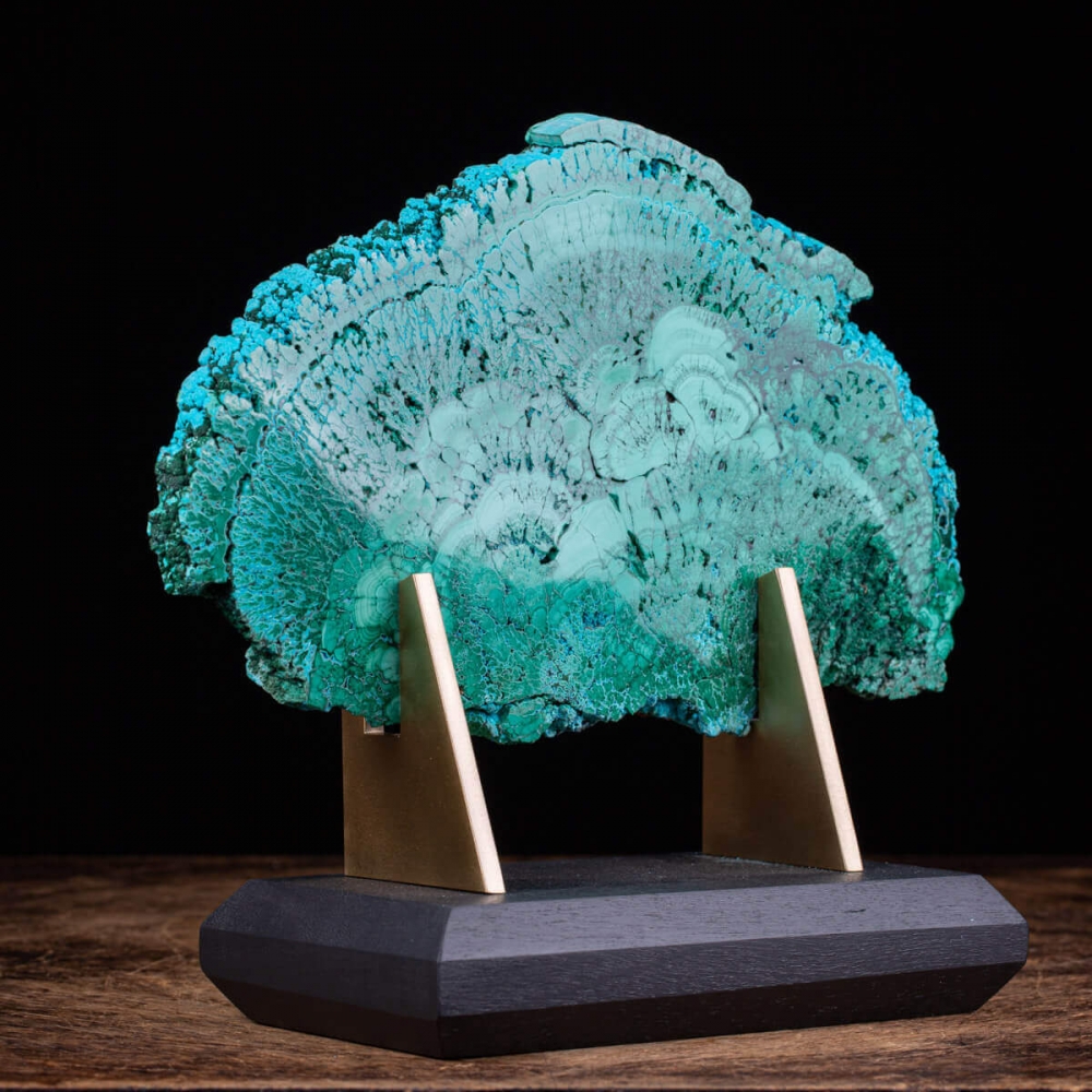 Crisocolla in Malachite Prima Scelta Montata su Base - MAC-198