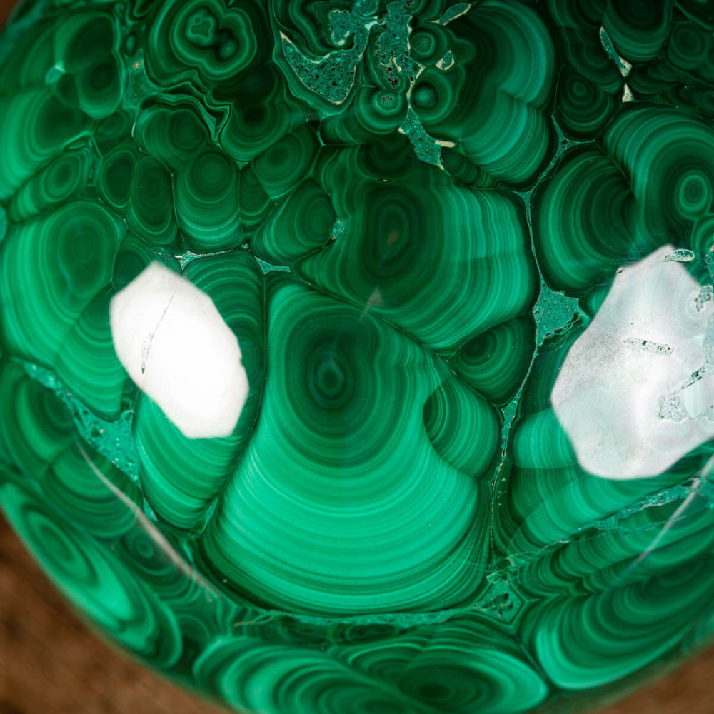 Carved Malachite Sphere - MAC-203