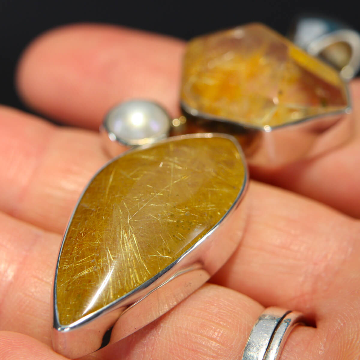 Ciondolo in argento 925 con Quarzo Rutilato